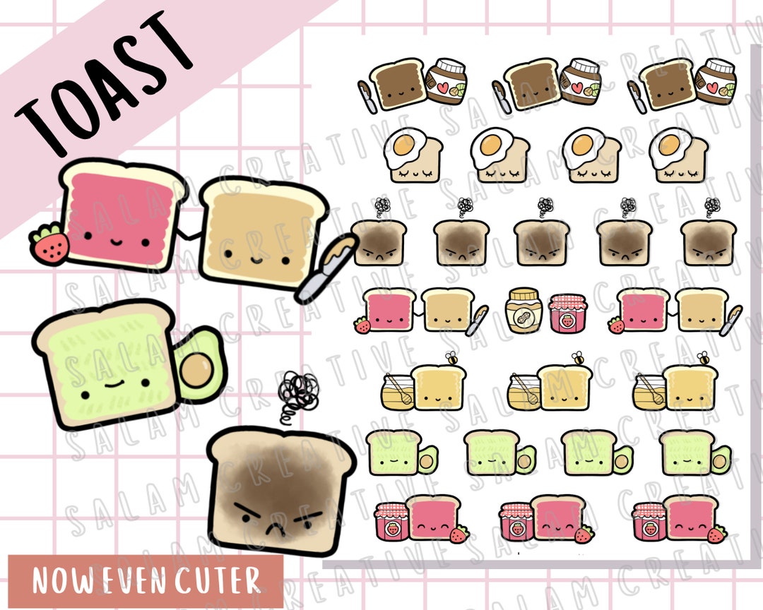 Toast Stickers Cute Food Sticker Sheet for Your Planner and Journal - Etsy