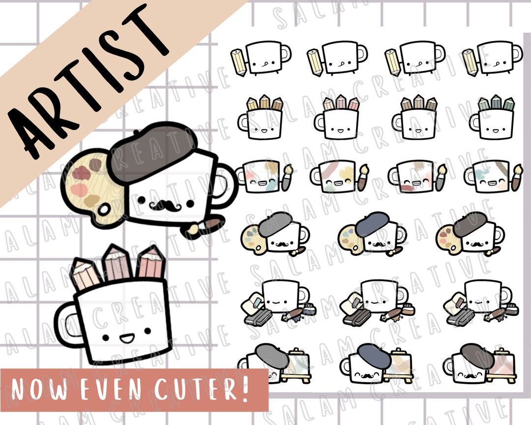 ARTIST Sticker Sheet Art Themed Mug Character Sticker Sheet - Etsy