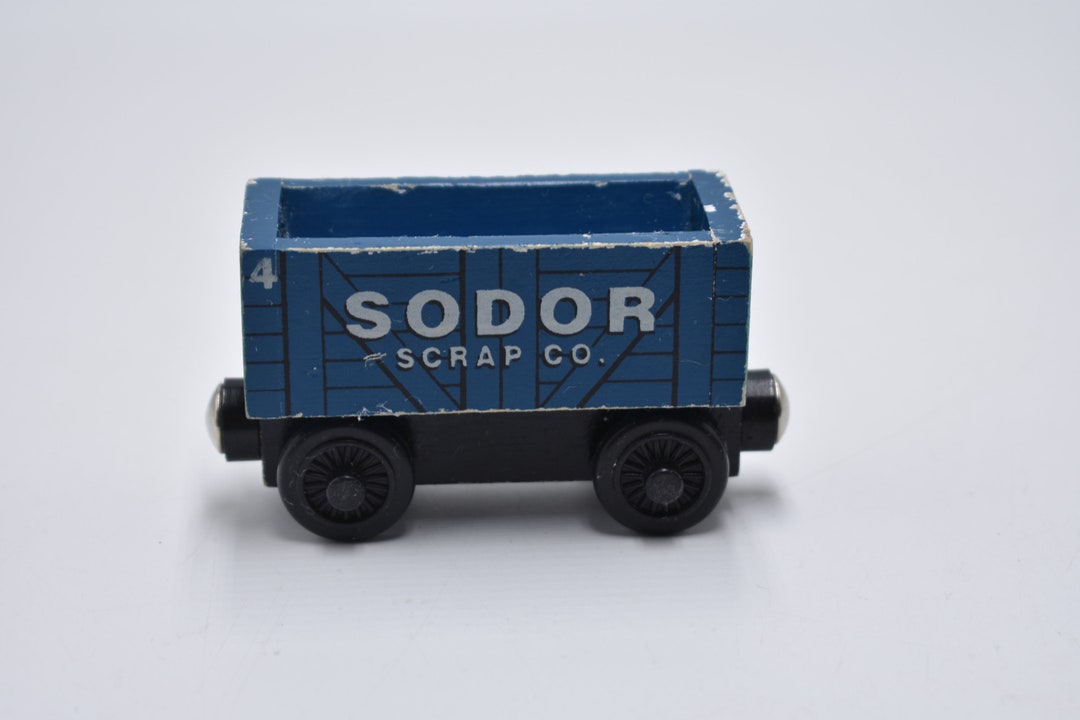 Vintage 2000 Thomas & Friends Sodor Scrap Co 4 Wooden Railway Blue ...