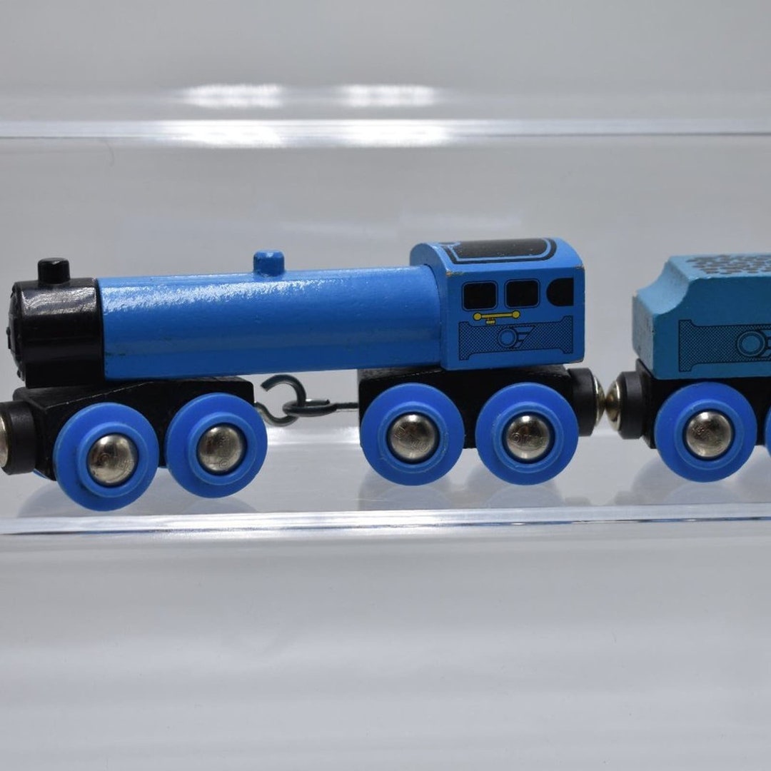 Vintage Brio Wooden Railway Train Engine BLUE ENGINE With Tender Set ...