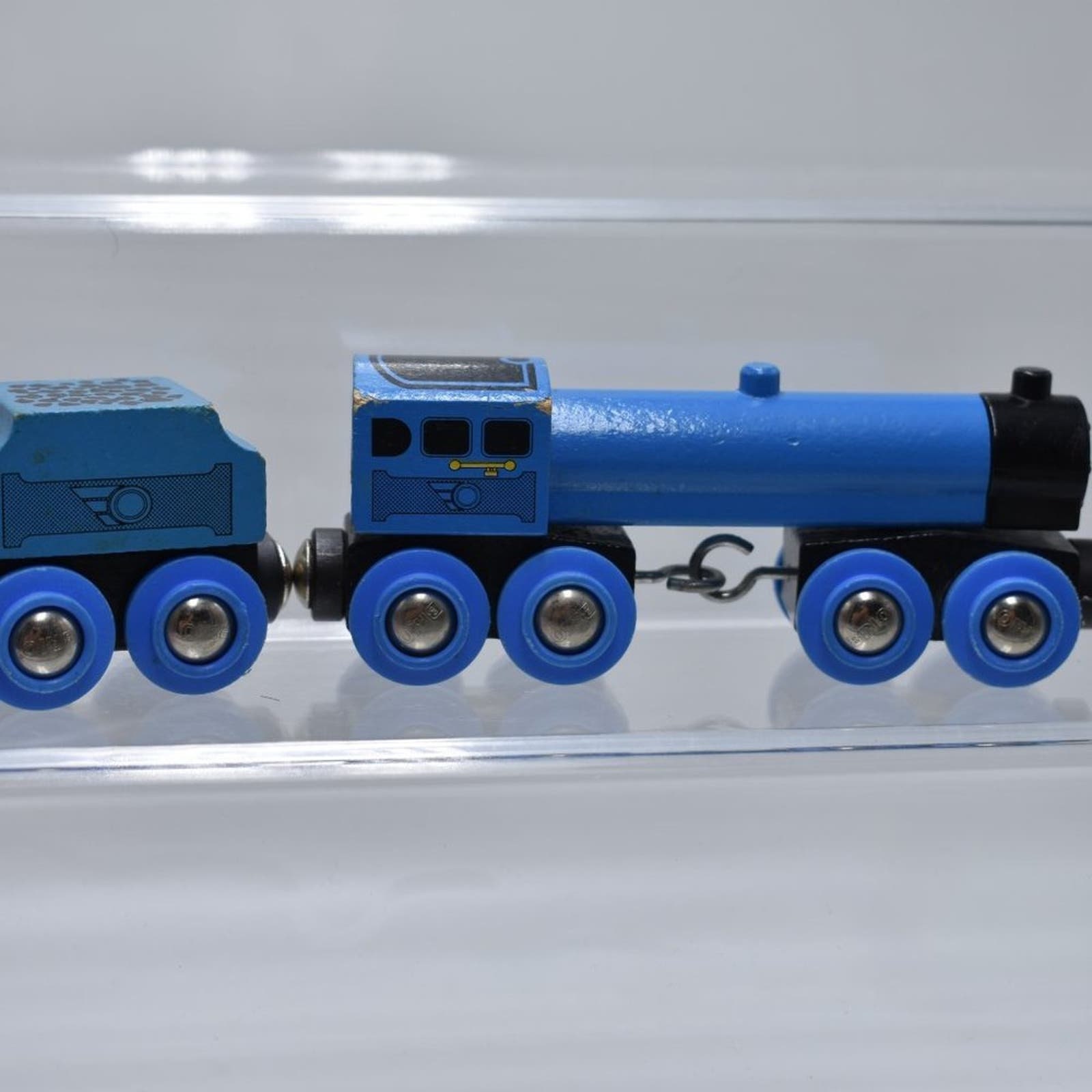 Vintage Brio Wooden Railway Train Engine BLUE ENGINE With Tender Set ...