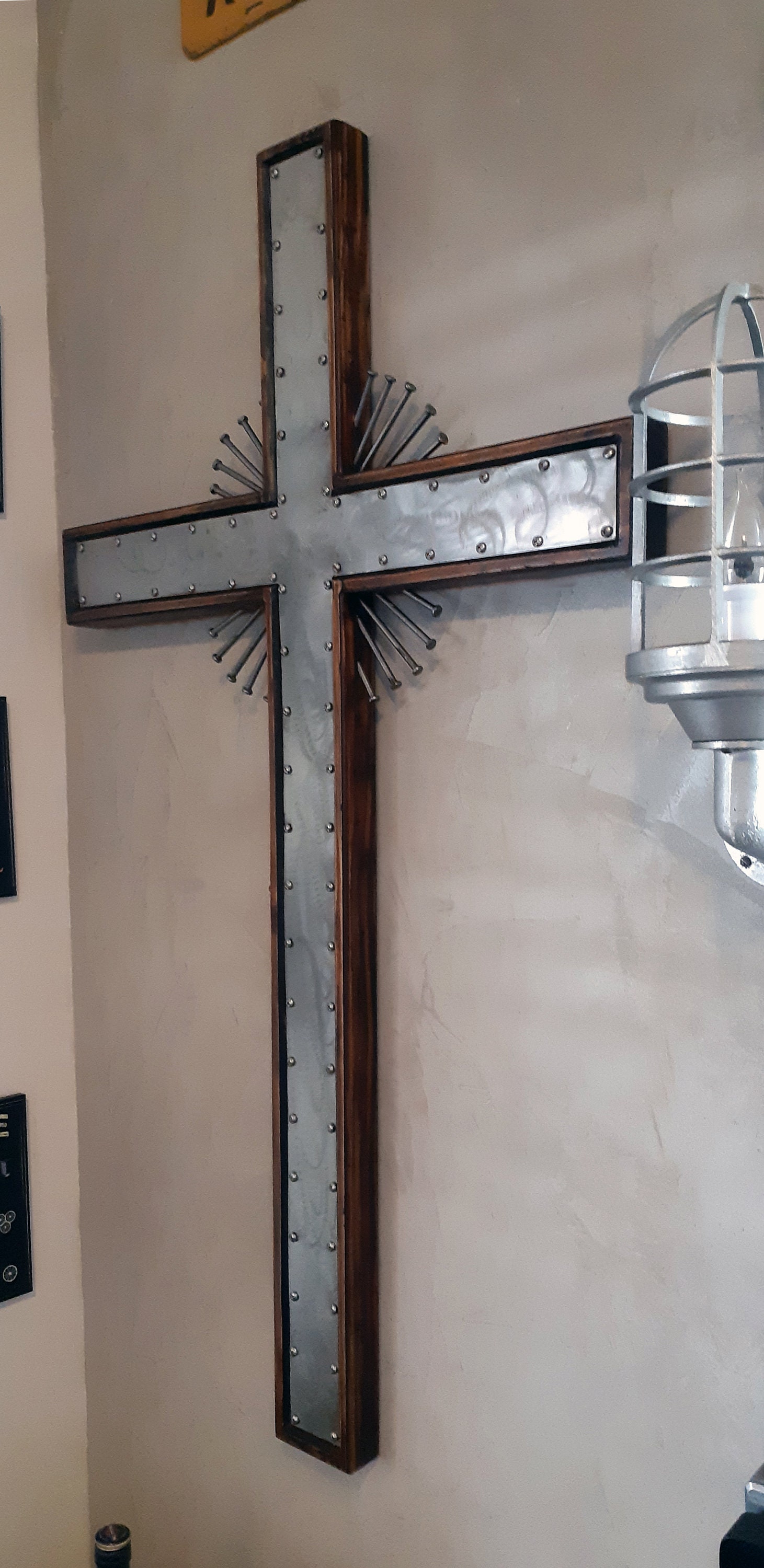 Stunning Rustic Wall Cross Made With Wood With Steel Cross Built-in ...