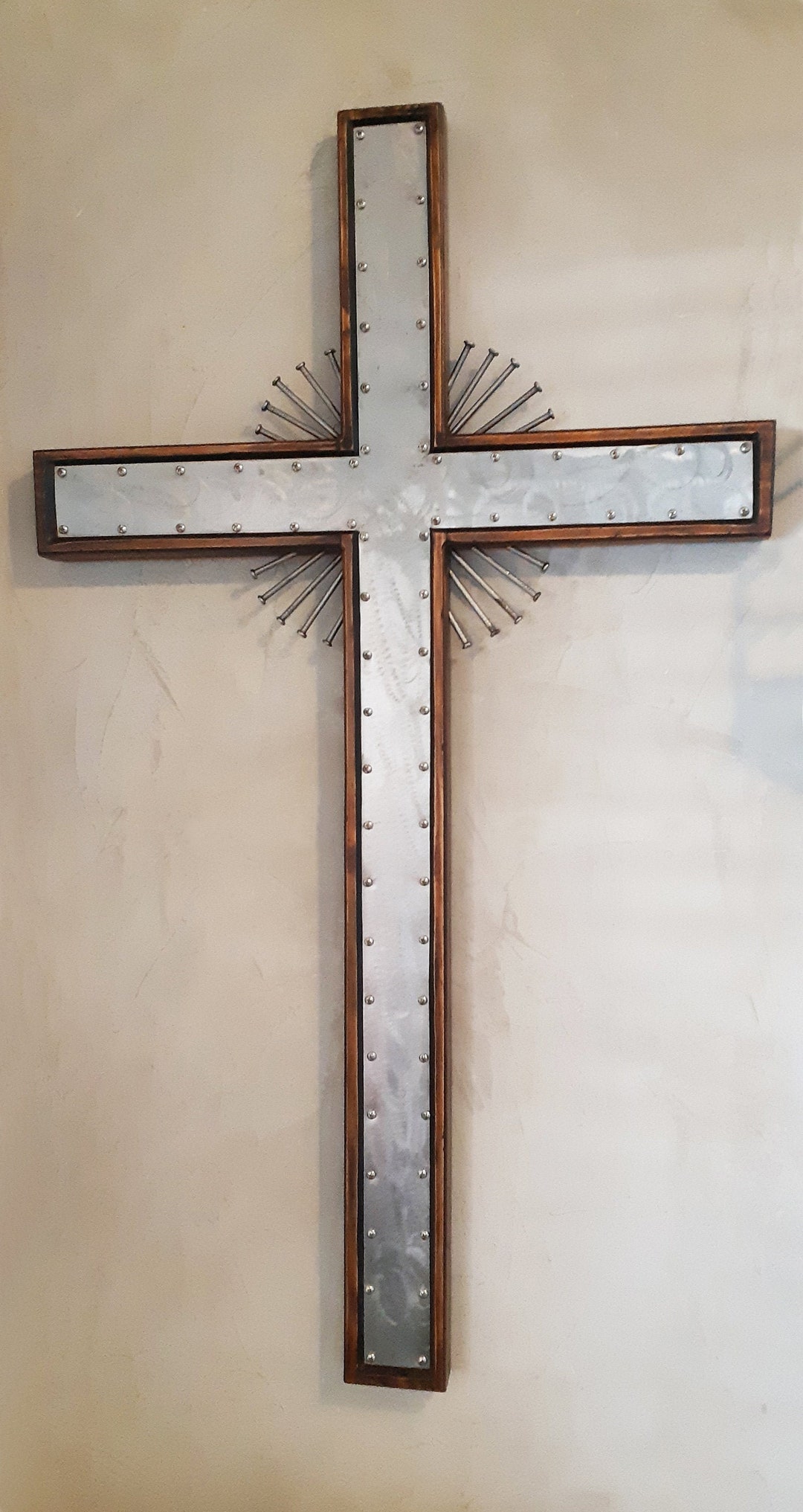 Stunning Rustic Wall Cross Made With Wood With Steel Cross Built-in ...