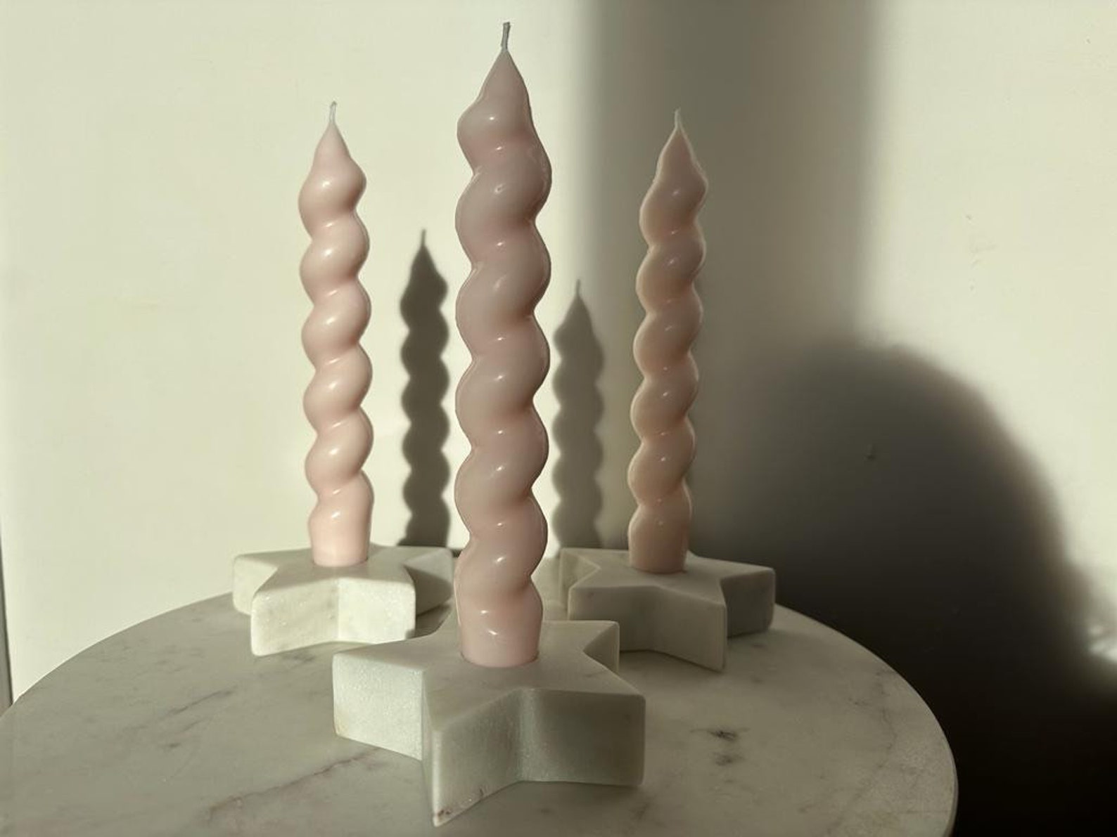 Pair of Twisted Twirl Candlesticks Hand Poured Luxury Soy Wax Christmas ...