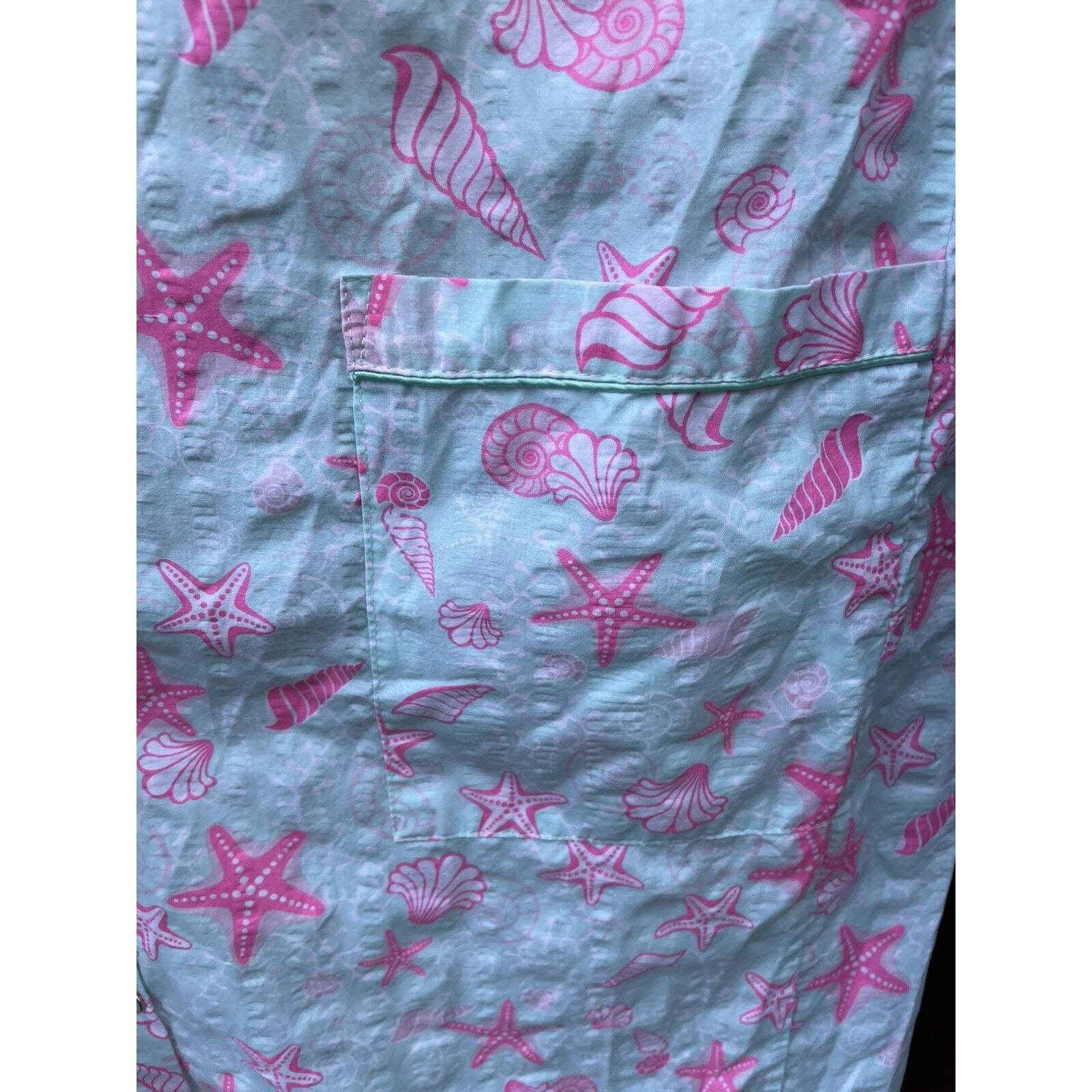 Vtg Beach House Dress Robe Gown Tiki Kaftan Seashells Starfish Pink ...