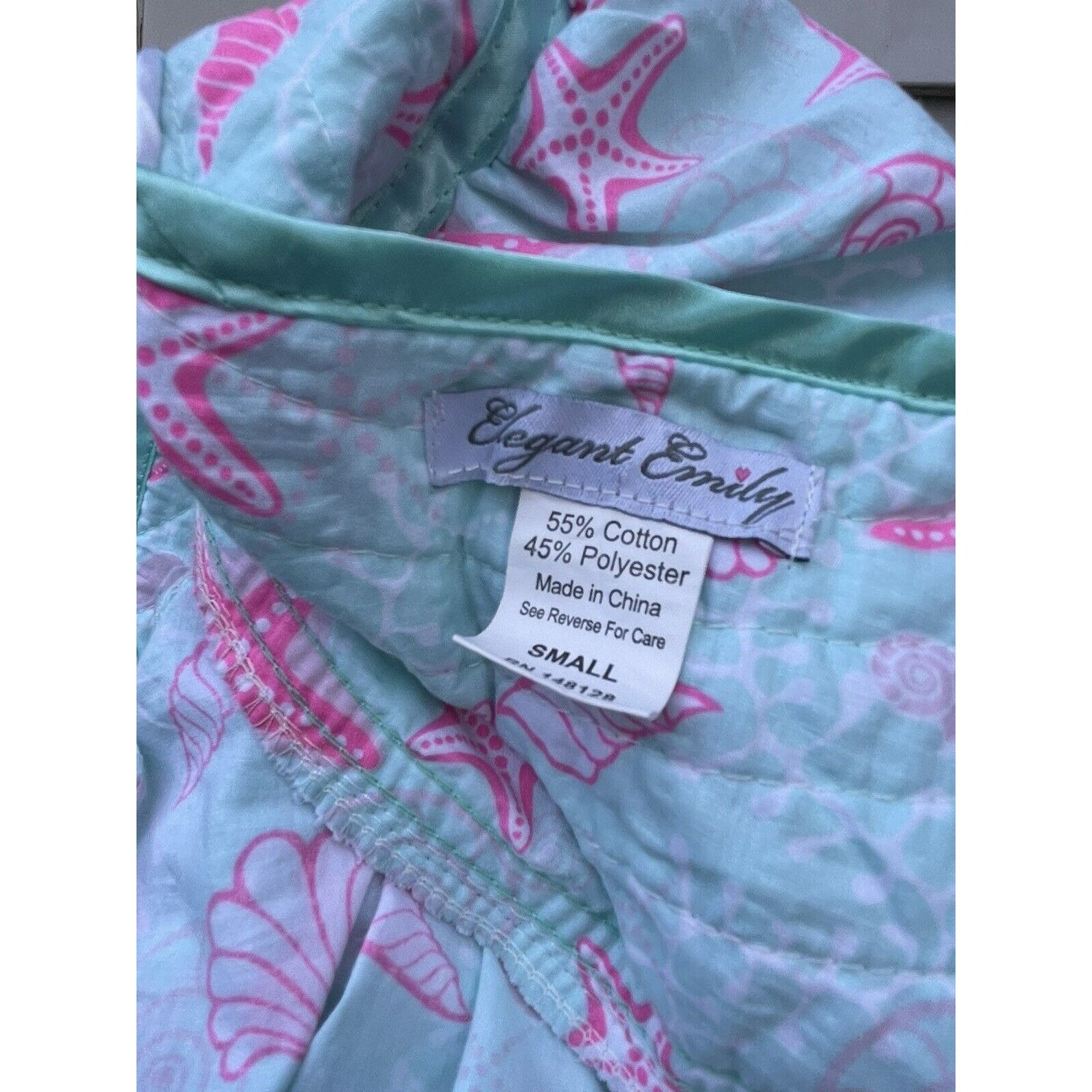Vtg Beach House Dress Robe Gown Tiki Kaftan Seashells Starfish Pink ...