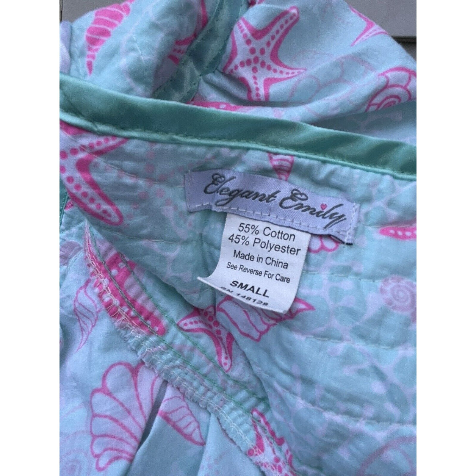 Vtg Beach House Dress Robe Gown Tiki Kaftan Seashells Starfish Pink ...