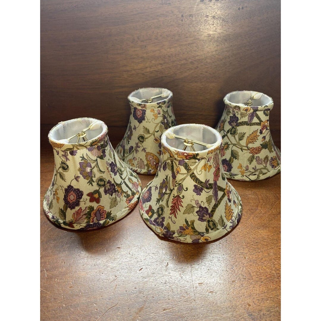 Floral Print Lamp Shades 4” Tall Set of 4 Bell Shape Grandma Core - Etsy