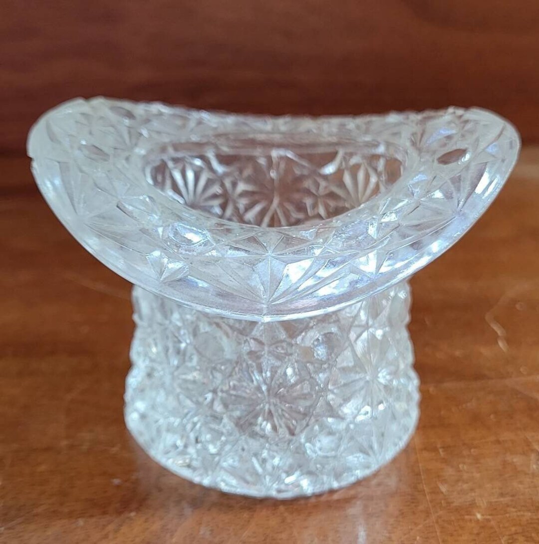 Vintage Fenton Glass Hat Daisy and Button Clear Translucent Crystal ...