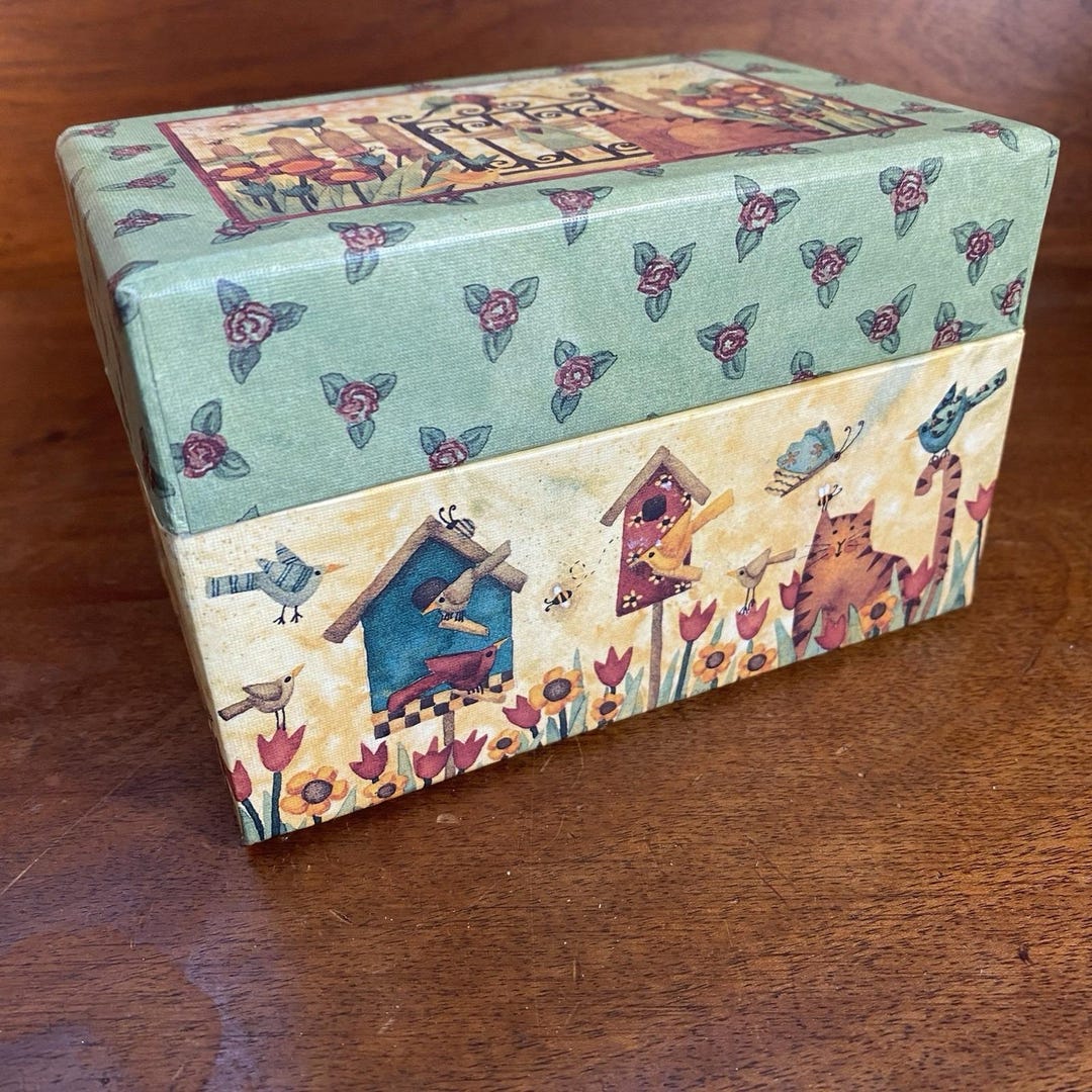 Vintage Debi Hron Recipe Card Box: Birds, Cat, Rabbit - Lang Main ...
