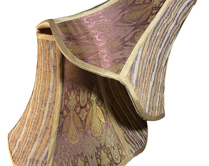 Vintage-inspired Gold Purple Fabric Bell Lampshades With Intricate ...
