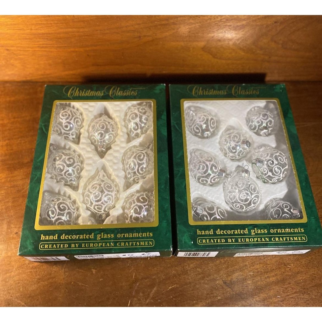 VTG Commodore Christmas Classics Glass Ornaments Lot of 2 Boxes - Etsy