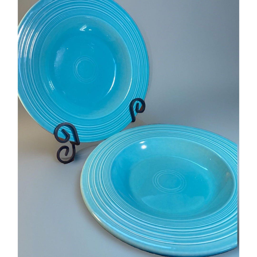 Fiesta 12 Rimmed Pasta Bowl Deep Plate Dish Turquoise Fiestaware Set of ...