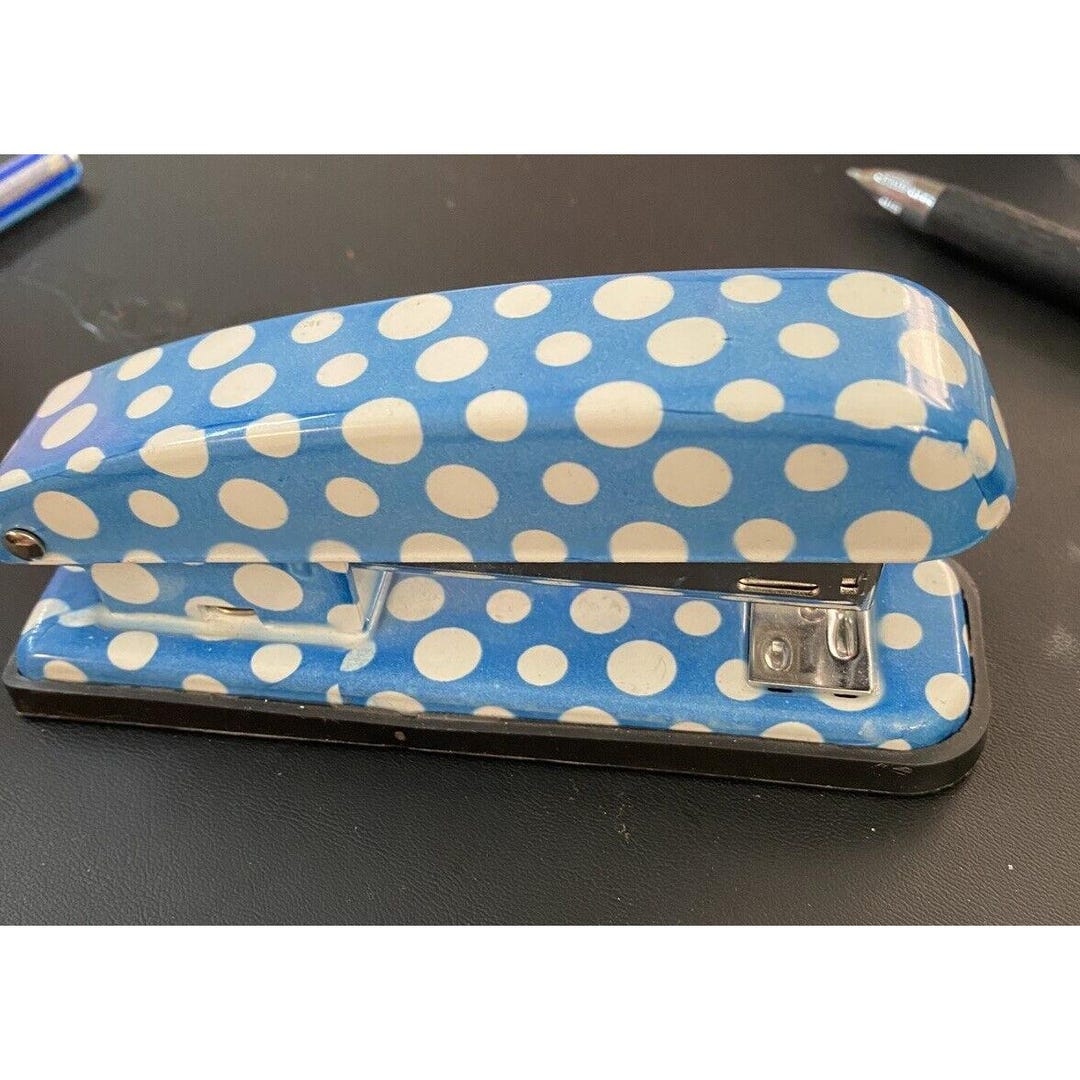 Polka Dot Stapler 5” Long, Blue With White Polka Dots - Etsy
