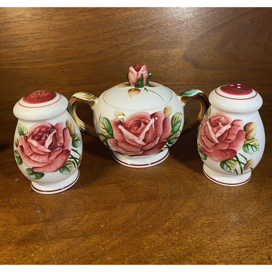 Regal Japan Rose Salt, Pepper Shakers and Sugar Bowl Set - Etsy