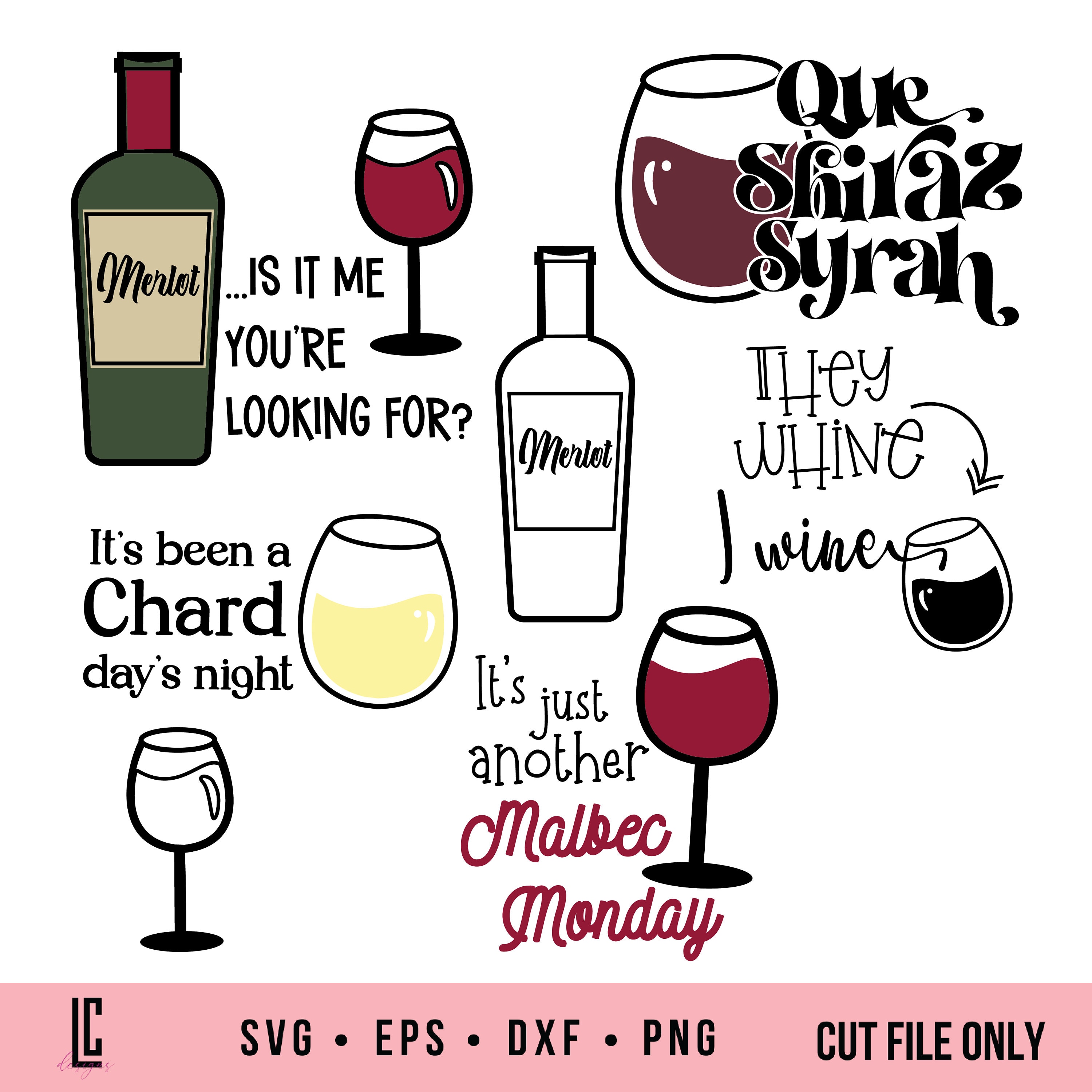 Funny Wine Bundle SVG, EPS, DXF, Png File for Your Cutting Machine ...