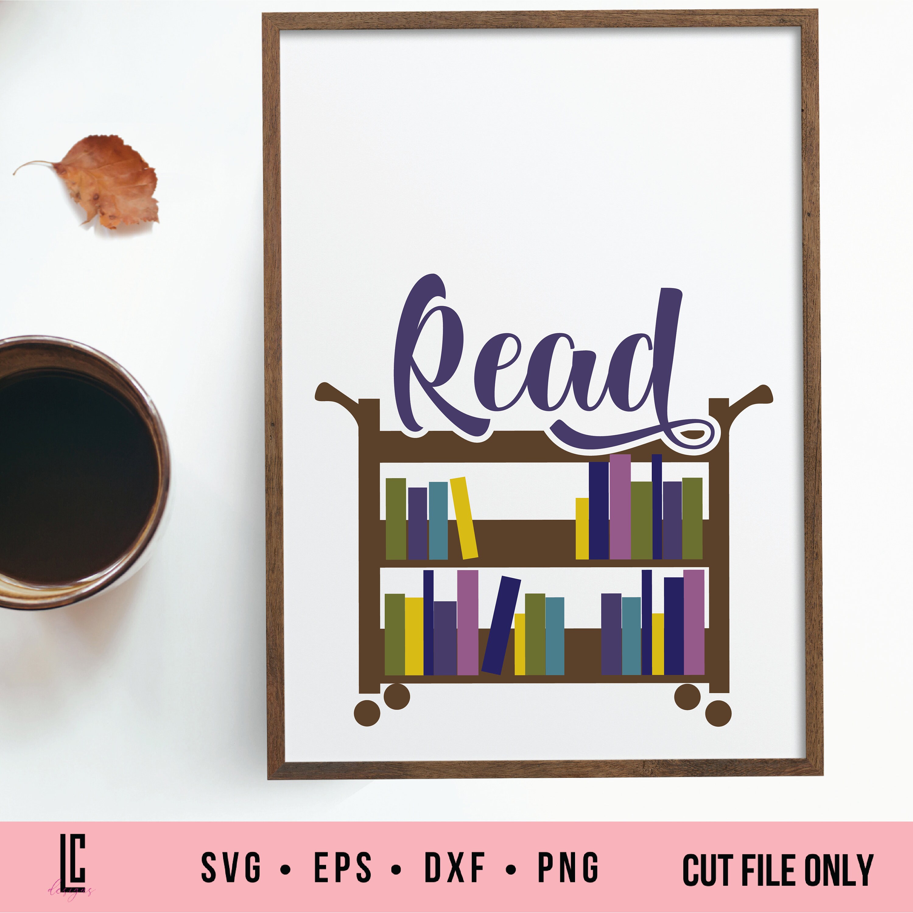 Reading SVG Library Book Cart Read SVG File for Cricut and Silhouette ...
