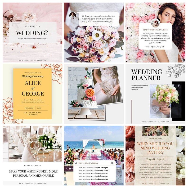 350 Wedding Templates With Social Media Posts' Ideas Downloadable ...