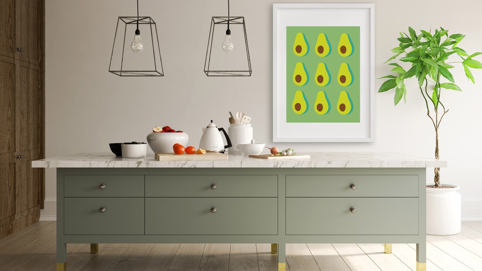 Avocado DIGITAL PRINT Fruit Kitchen Wall Deco Green Frame - Etsy