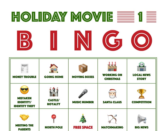 Holiday Movie Bingo Cards ~ Set of 20 Unique Cards - Etsy