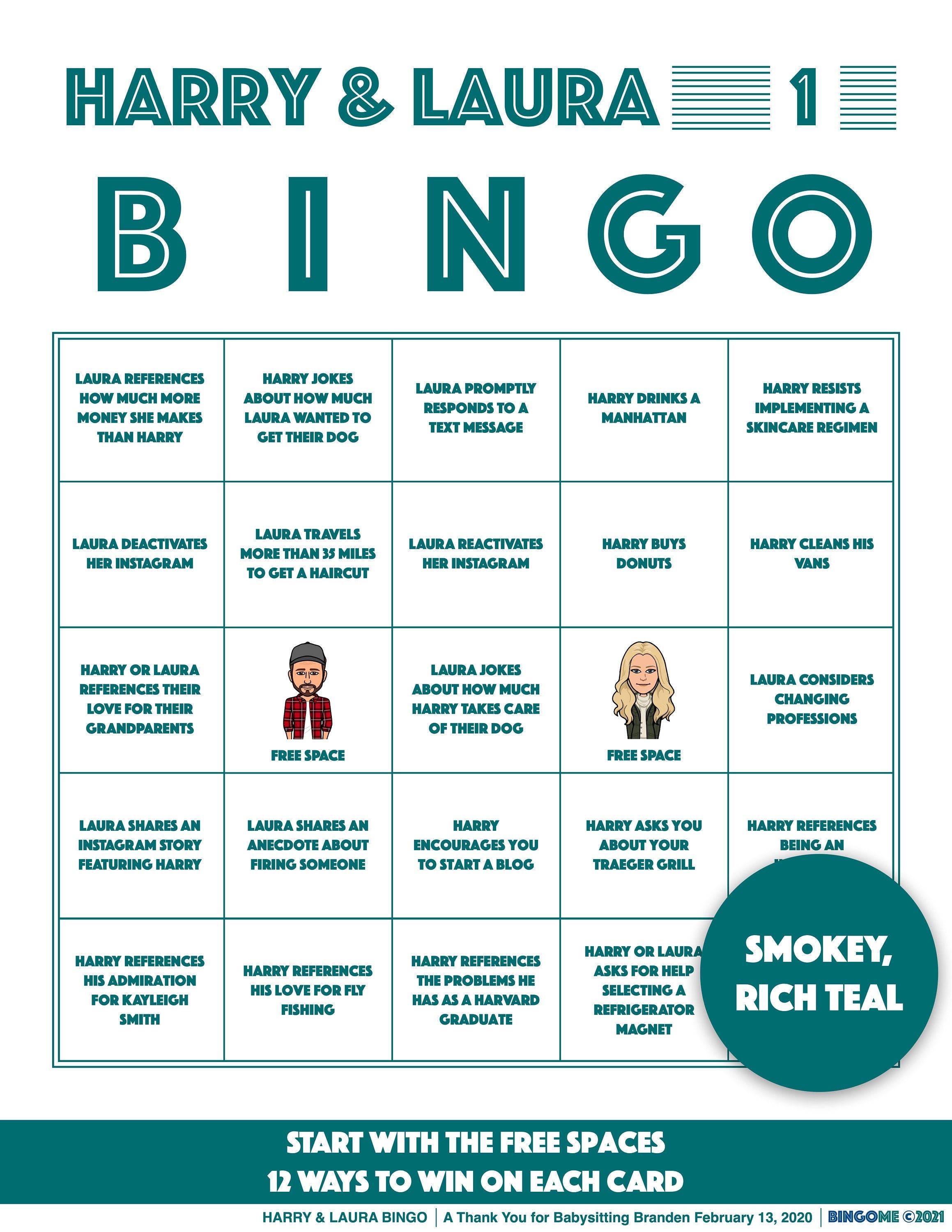 Custom Personalized Bingo Card ~ DIGITAL DOWNLOAD ONLY - Etsy