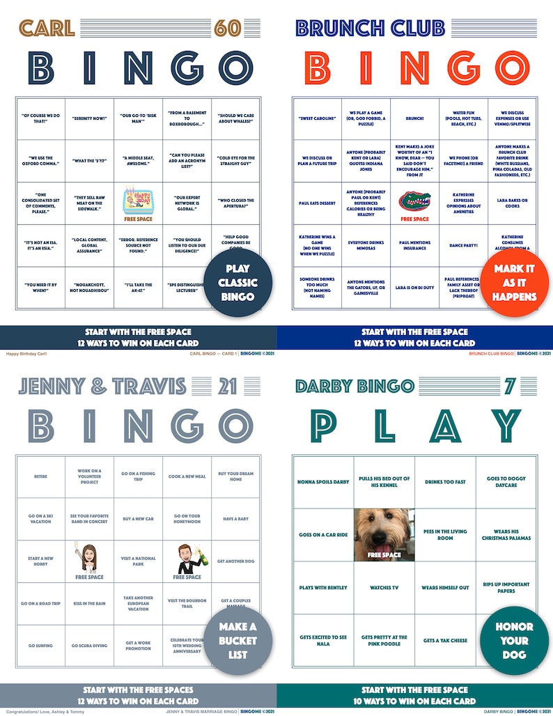 Custom Personalized Bingo Card ~ DIGITAL DOWNLOAD ONLY - Etsy