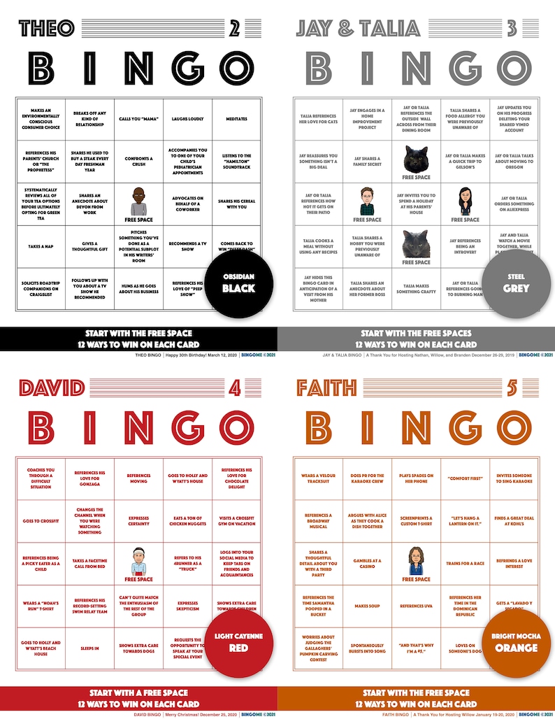Custom Personalized Bingo Card ~ DIGITAL DOWNLOAD ONLY - Etsy