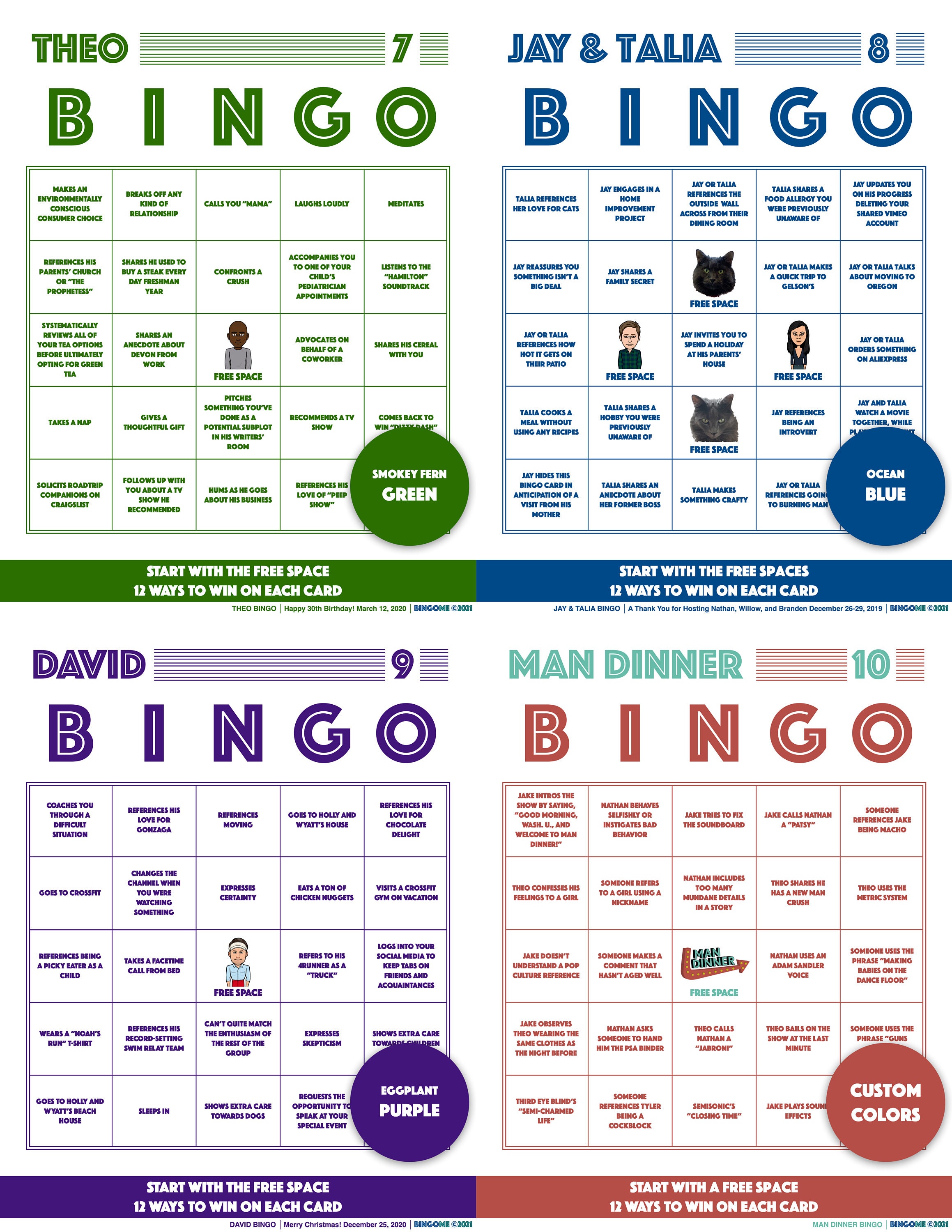 Custom Personalized Bingo Card ~ DIGITAL DOWNLOAD ONLY - Etsy