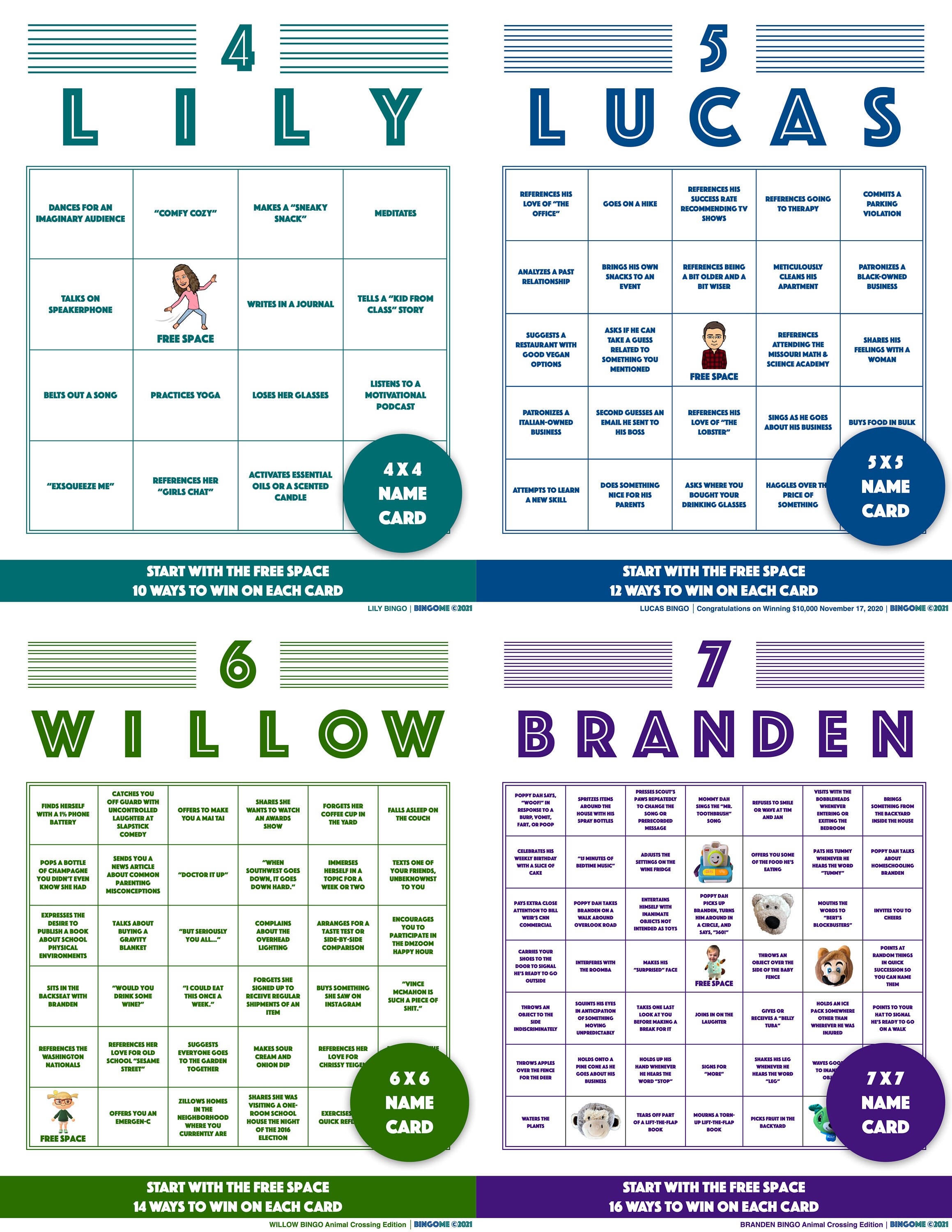 Custom Personalized Bingo Card ~ DIGITAL DOWNLOAD ONLY - Etsy