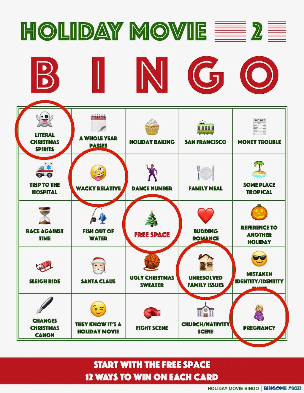 Holiday Movie Bingo Cards Set of 20 Unique Cards - Etsy
