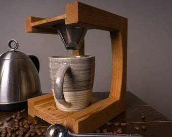 Pour Over Coffee Stand With Filter Modern Wooden Coffee | Etsy