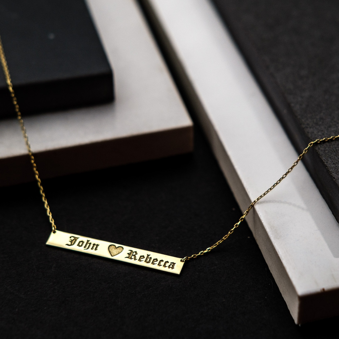 Custom Love Couple Name Plate Bar Necklace Personalized - Etsy Singapore