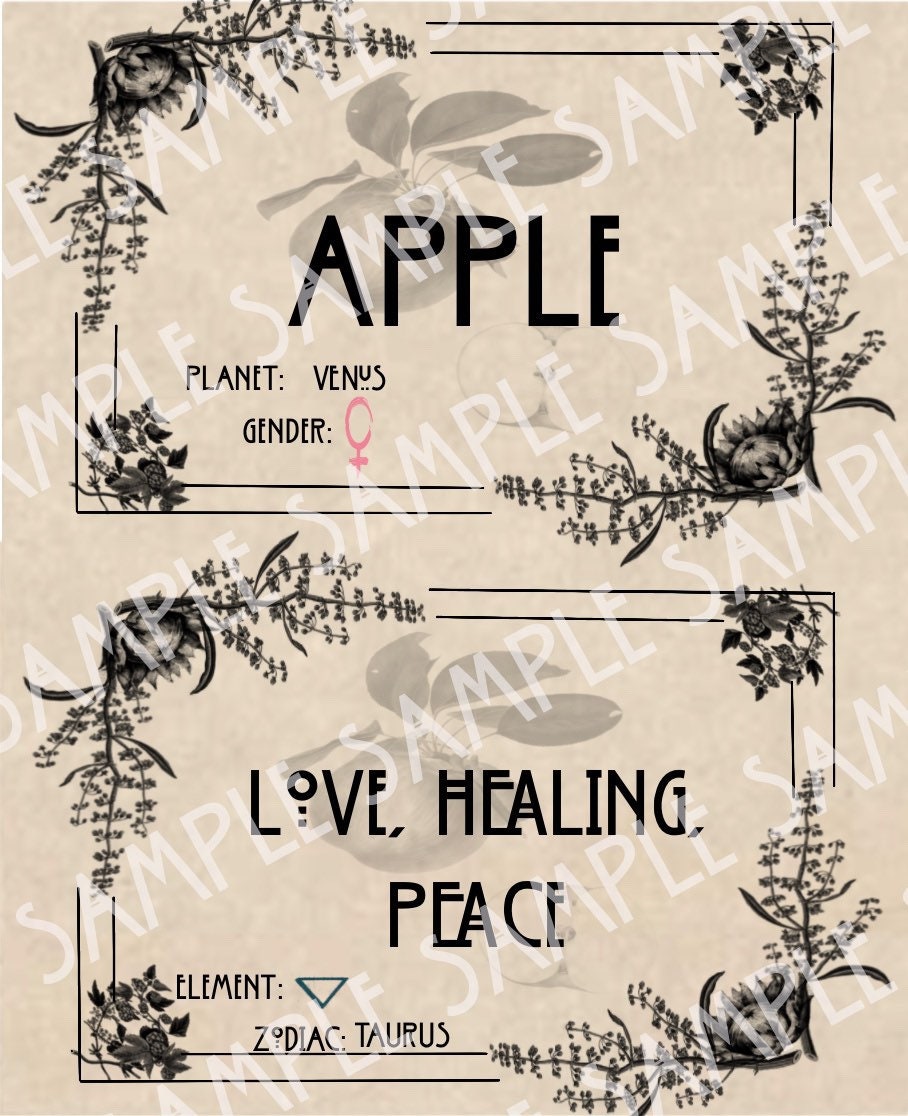 Witchy Apothecary Labels (set #1, A-B) - Etsy