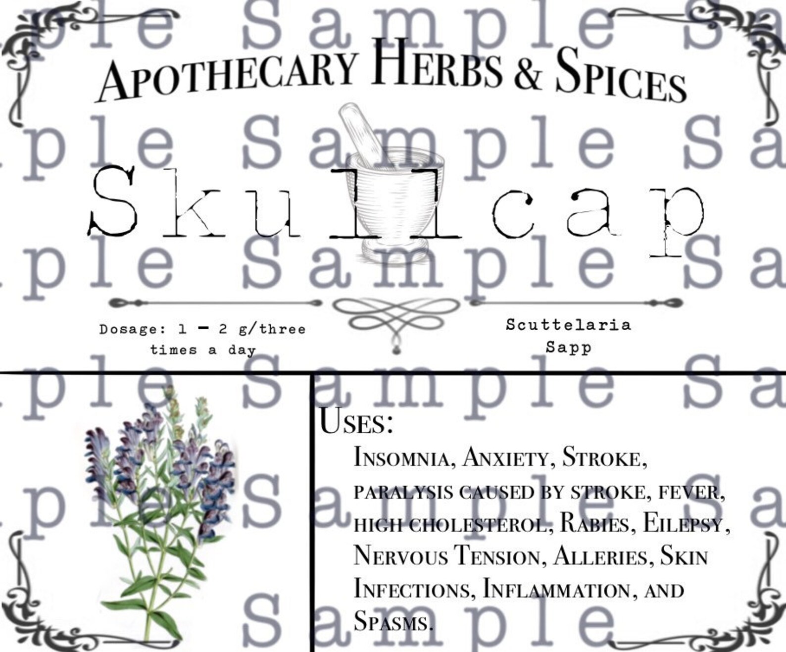 Sedative Apothecary Herb & Spice Label Set #1 - Etsy