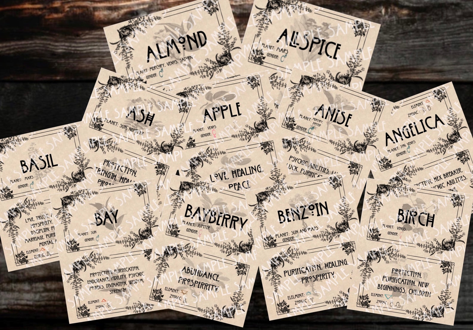 Witchy Apothecary Labels (set #1, A-B) - Etsy