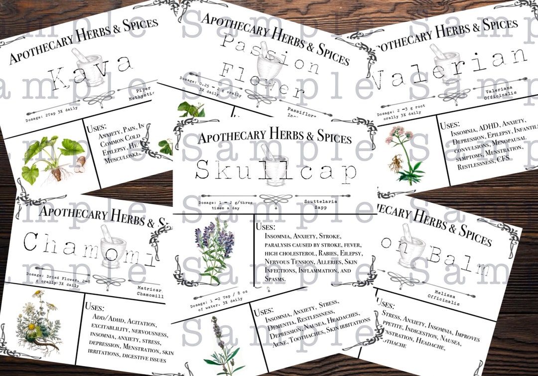 Sedative Apothecary Herb & Spice Label Set #1 - Etsy