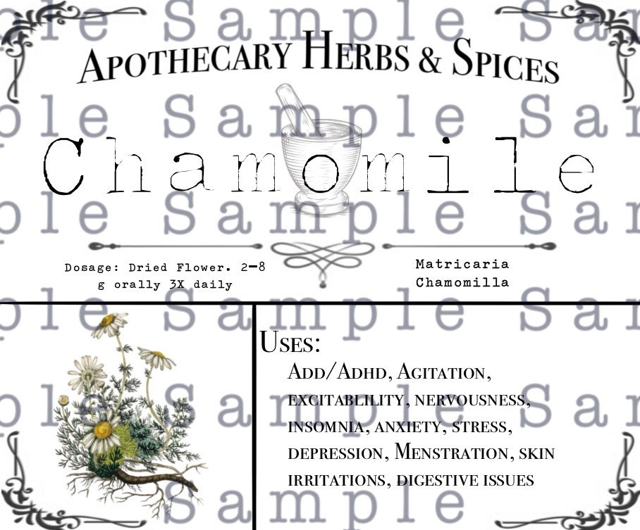 Sedative Apothecary Herb & Spice Label Set #1 - Etsy