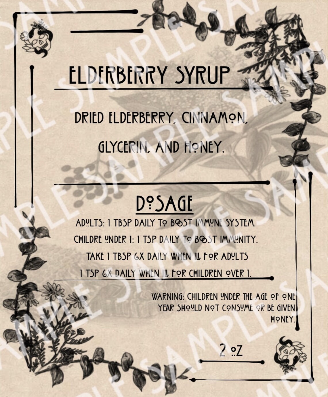 Pre-made Medicinal Elderberry Label Pack - Etsy