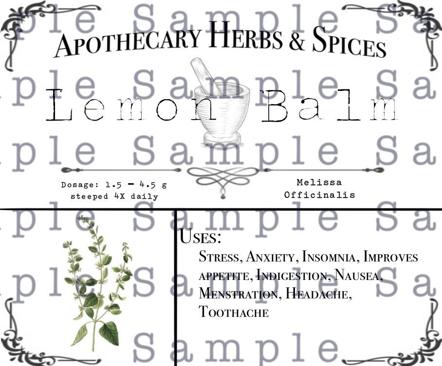 Sedative Apothecary Herb & Spice Label Set 1 - Etsy