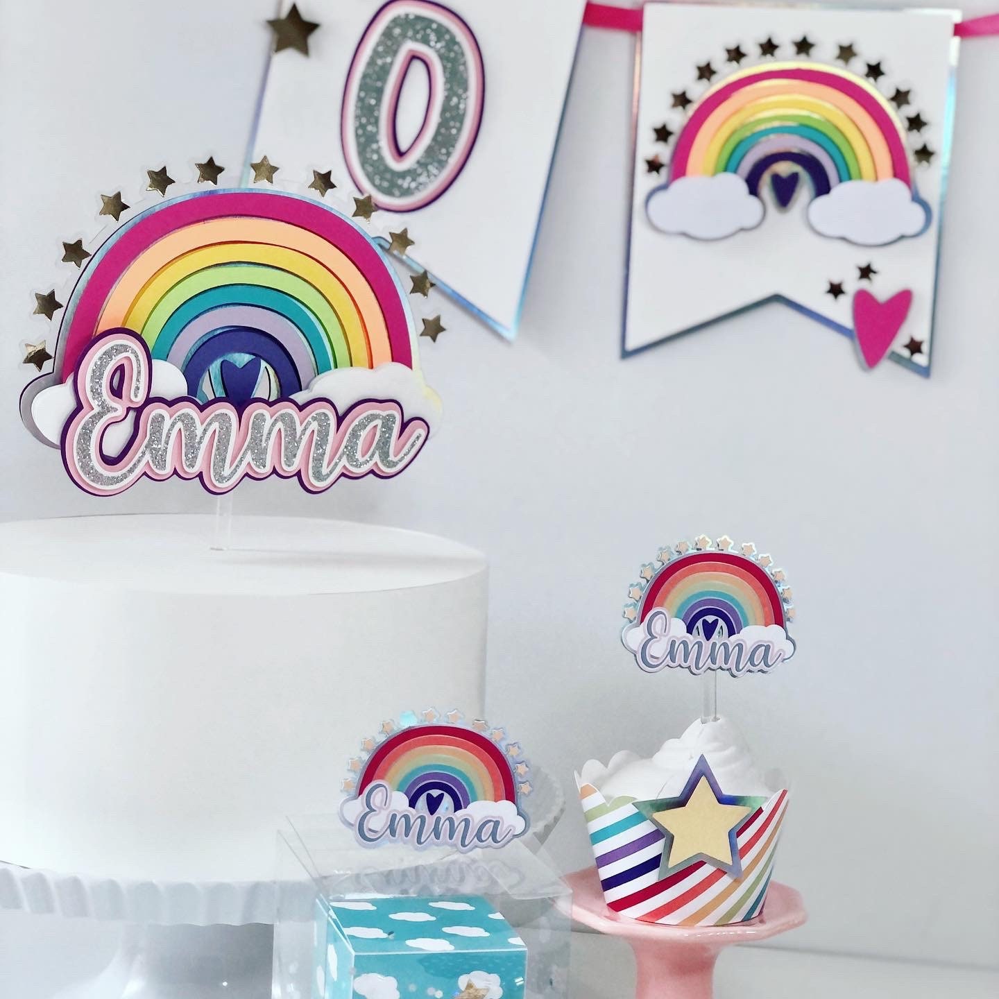 Rainbow Cake Topper Birthday, 1st Birthday Cake Topper, Rainbow Themed ...
