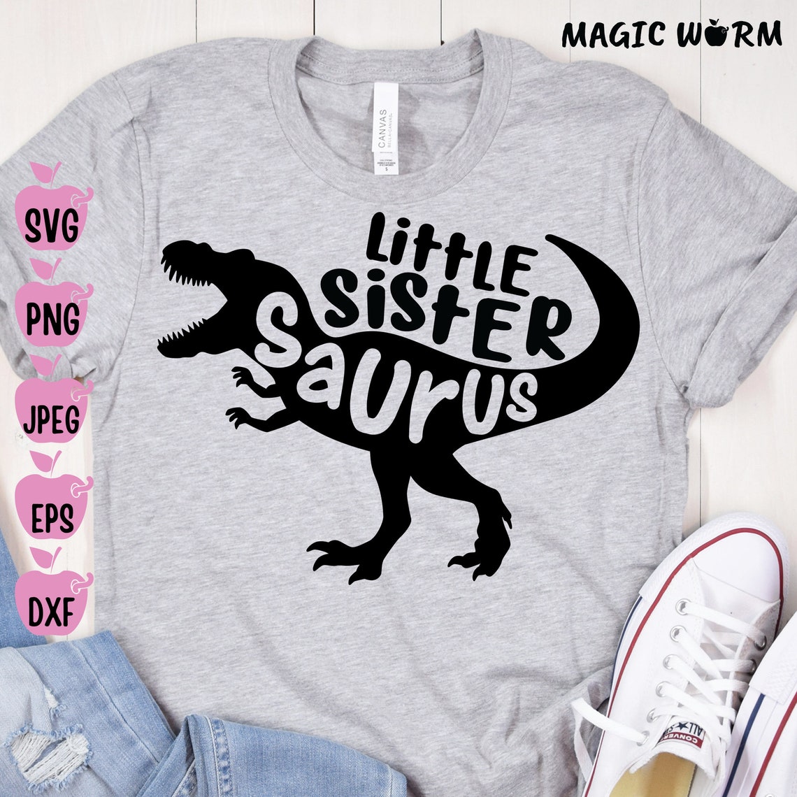 Little Sister Saurus Svg Little Sister Svg T-rex Dinosaur - Etsy
