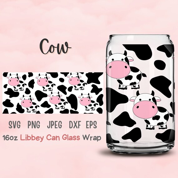 Cow Can Glass Wrap Svg 16oz Libbey Wrap Svg Cow Face Print - Etsy