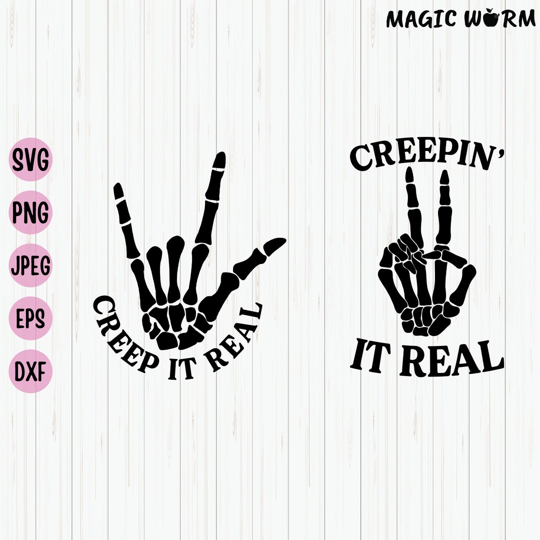 Creep It Real Skeleton Hand SVG: Halloween Peace Sign (digital Download ...