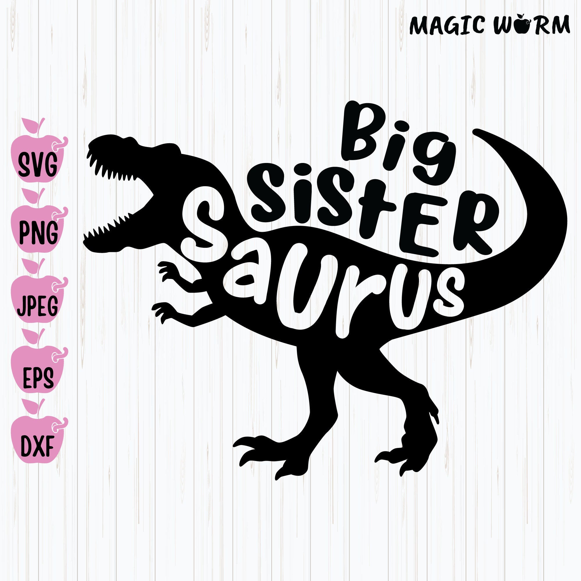 Big Sister Saurus Svg Sister Svg T-rex Dinosaur Svg Big - Etsy