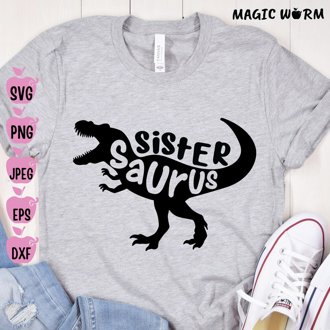 Sister Saurus Svg Sister Svg T-rex Dinosaur Svg Dinosaur - Etsy