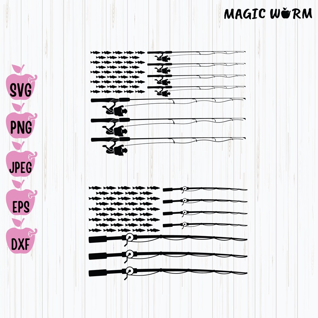 USA Flag Fishing Rods SVG: Patriotic 4th of July Design (digital ...