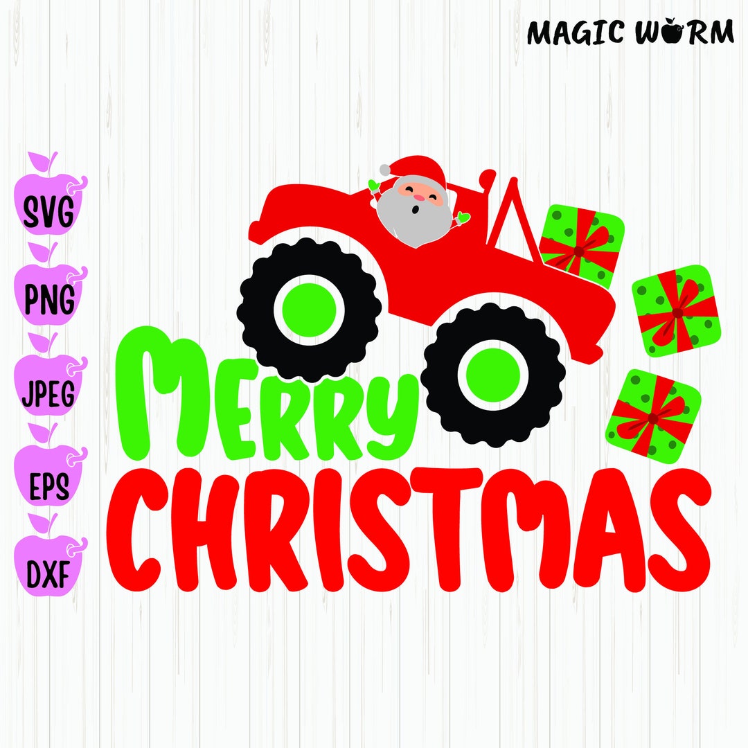 Merry Christmas, Christmas Truck Svg, Santa Svg, Monster Truck Svg ...