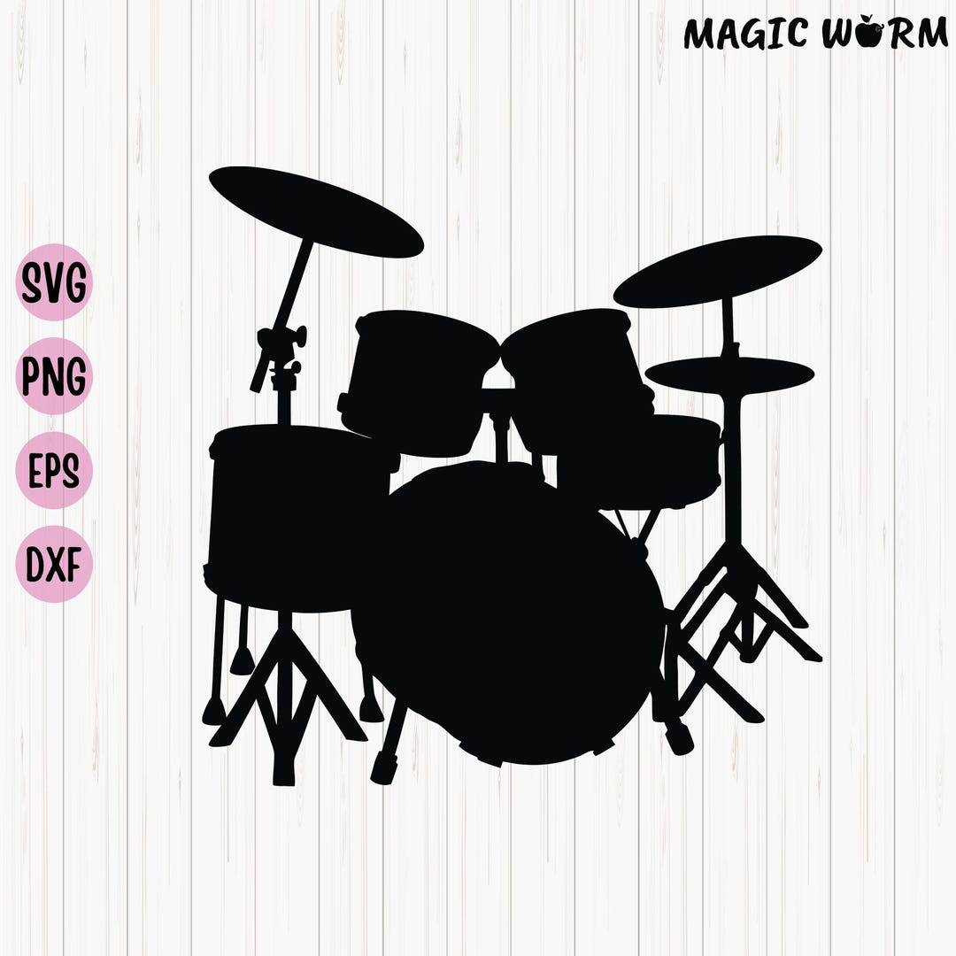 Drum Set SVG, Drum Set Silhouette, Drum Set Vector, Drummer Svg, Rock ...