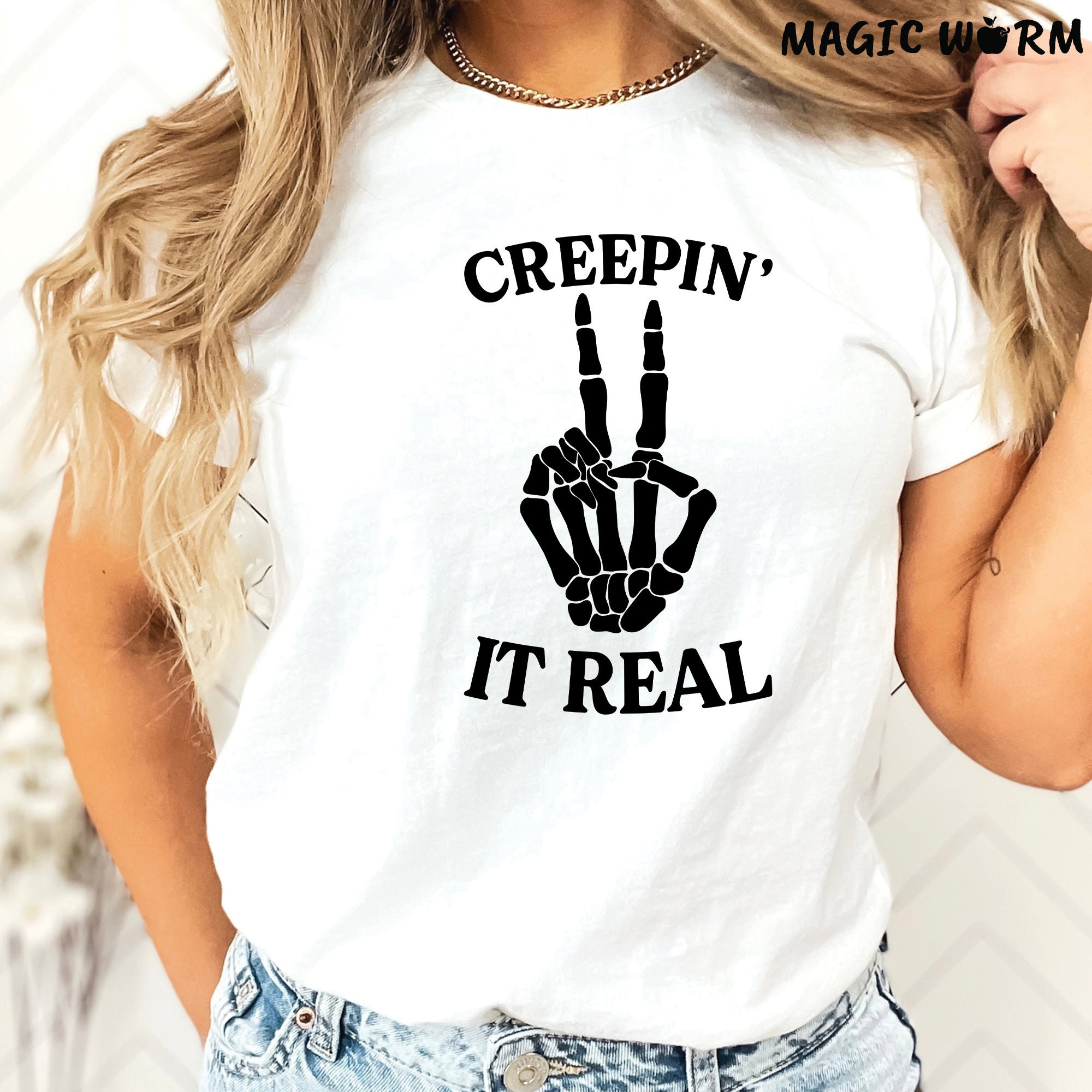 Creep It Real Skeleton Hand SVG: Halloween Peace Sign (digital Download ...