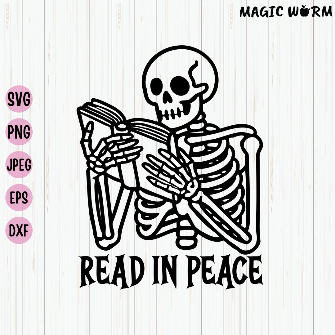 Skull Reading Book SVG: Halloween Teacher Librarian Design (digital ...